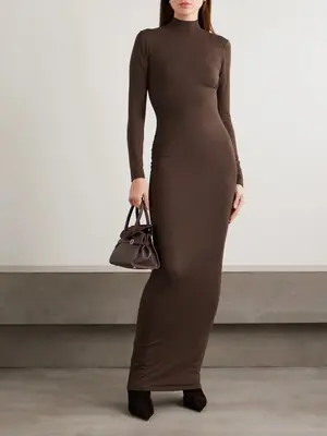 SKIMS Smooth Layers Turtleneck Long Dress - Brown