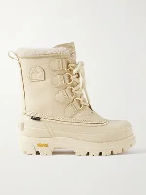 Sorel Caribou Horizon Fleece-trimmed Gore-tex Ankle Boots - Neutrals