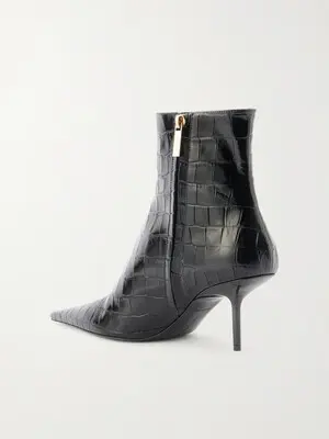 Victoria Beckham Croc-effect Patent-leather Ankle Boots