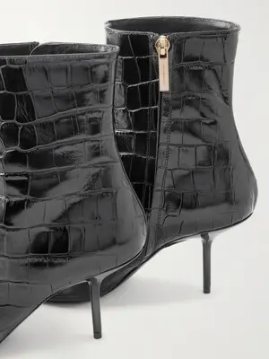 Victoria Beckham Croc-effect Patent-leather Ankle Boots