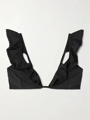 Melissa Odabash Pompano Ruffled Scalloped Bikini Top - Black