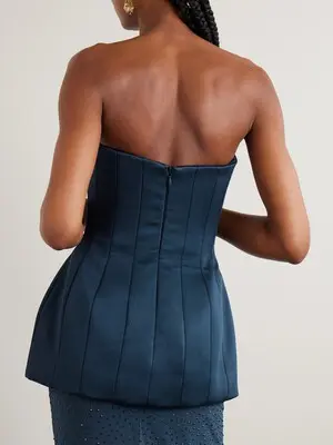 Rebecca Vallance Elivera Paneled Strapless Satin Top - Navy