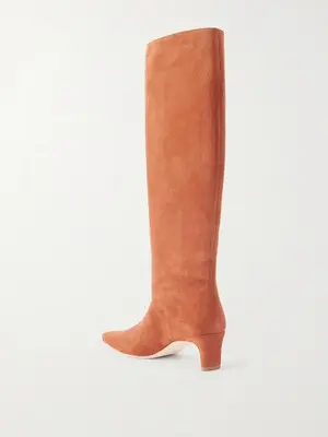 Staud Wally Suede Knee Boots - Red