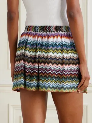 Missoni Striped Metallic Crochet-knit Shorts
