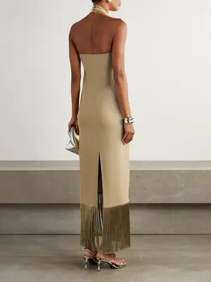 TALLER MARMO Berlin Fringed Crepe Gown - Green