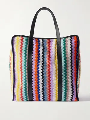 Missoni Riverbero Leather-trimmed Striped Cotton-terry Tote