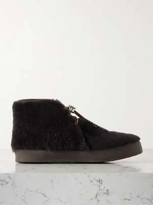 Le Monde Beryl Desert Shearling Ankle Boots Dark Brown