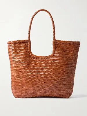 Dragon Diffusion Ns Diagonal Triple Jump Woven Leather Tote - Brown