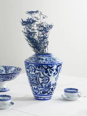 Dolce & Gabbana Large Amphora Painted Porcelain Vase - Blue