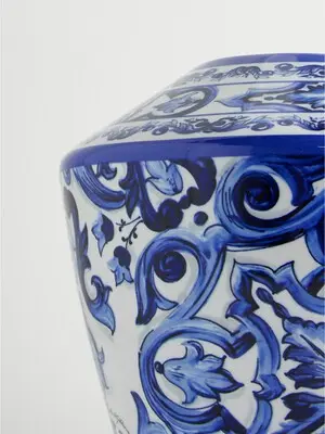 Dolce & Gabbana Large Amphora Painted Porcelain Vase - Blue