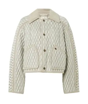 Burberry Cotton Corduroy-trimmed Quilted Shell Jacket Silver