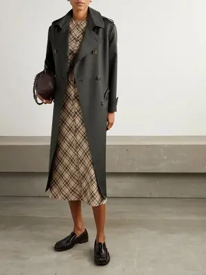 AMI Paris Checked Wool-blend Midi Dress - Brown
