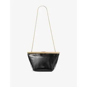 JIMMY CHOO Leather Clutch With Chain Strap - Black/gold