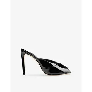 JIMMY CHOO Brigitte 100 Patent Leather Mules - Black