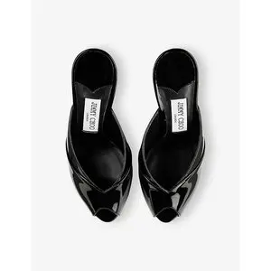 JIMMY CHOO Brigitte 100 Patent Leather Mules - Black
