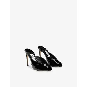 JIMMY CHOO Brigitte 100 Patent Leather Mules - Black