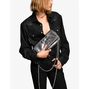Zadig&Voltaire Rock Vintage Leather Clutch - Gun