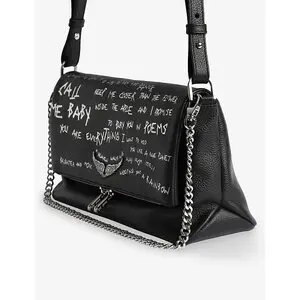 Zadig&Voltaire Rocky Ii Graffiti Leather Cross-body Bag - Black