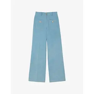 Sandro Faded Wide-leg Denim Jeans - Blue Jean