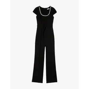 Sandro Embellished Woven Jumpsuit - Black
