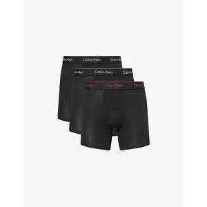Calvin Klein Icon Stretch-cotton Boxer Briefs Pack Of Three - B-chalk,cur Pumpkin,cas