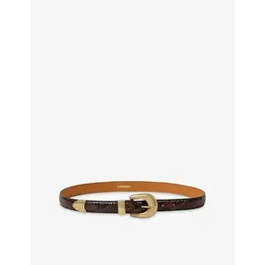 Sandro Slim Patent-leather Belt - Black Brown
