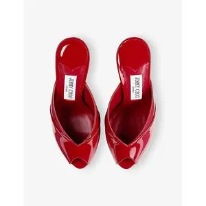 JIMMY CHOO Brigitte 100 Patent Leather Mules - Ruby Red