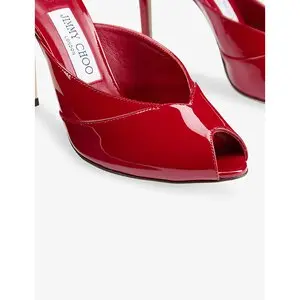 JIMMY CHOO Brigitte 100 Patent Leather Mules - Ruby Red