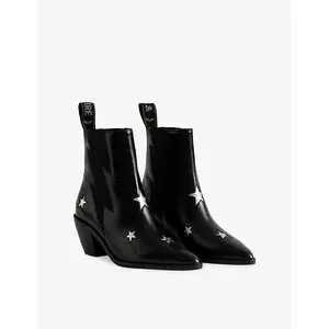 Zadig&Voltaire Tyler Stars Leather Heeled Ankle Boots - Black