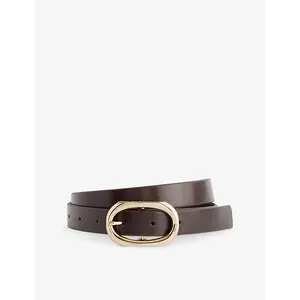 ANINE BING Signature Leather Belt - Dark Brown With Gold