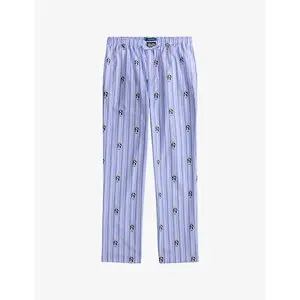 Polo Ralph Lauren Striped Bear-embroidered Cotton Pyjama Bottoms - Blue Multi Stripe Aob