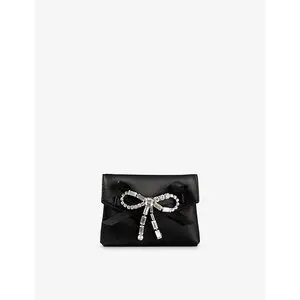 JIMMY CHOO Soft Satin Card Holder With Chain - Black/silver