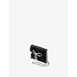 JIMMY CHOO Soft Satin Card Holder With Chain - Black/silver