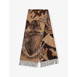 Burberry Etched Knight Cashmere Scarf - Sand