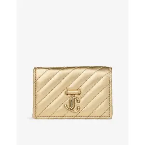 JIMMY CHOO Curve Nello Quilted Leather Cardholder - Gold/shiny Gold
