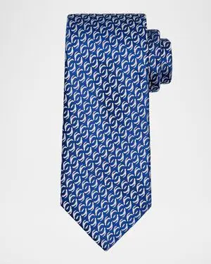 Charvet Open Circle Silk Tie - Blue