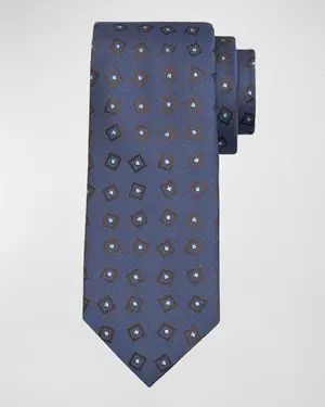 Charvet Square-print Silk Tie - Navy