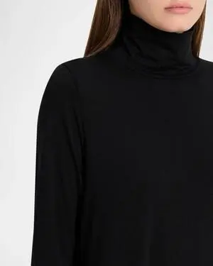 Eileen Fisher Turtleneck Stretch Jersey Midi Dress - Black