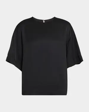 Ralph Lauren Oversize Satin Tee - Black