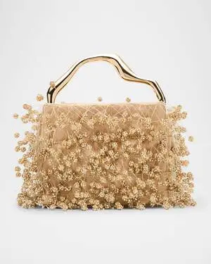 Cult Gaia Solene Mini Beaded Top-handle Bag - Sand Dollar