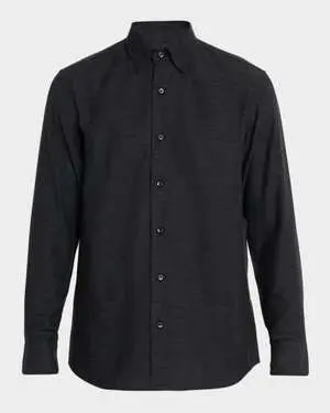 Brioni Cotton And Cashmere Sport Shirt - Anthracite