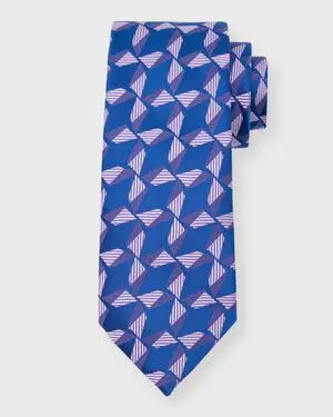 Charvet Geometric Jacquard Silk Tie - Purple
