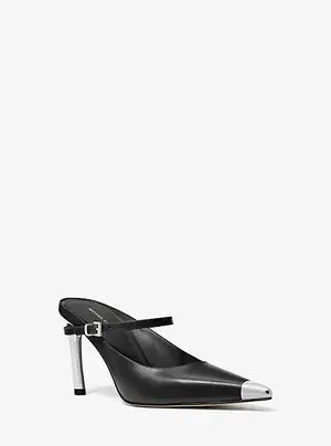 Michael Kors Kasia Leather High Heel Mule Pump - Black