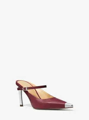 Michael Kors Kasia Leather High Mule Pump - Red