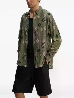 SUNFLOWER Floral-appliqué Long-sleeve Shirt