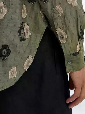 SUNFLOWER Floral-appliqué Long-sleeve Shirt