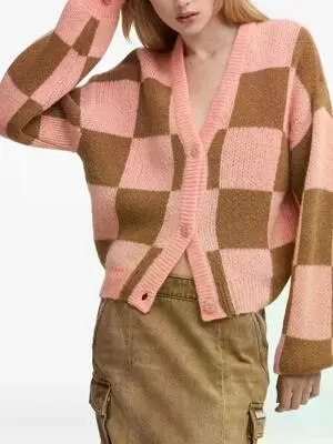 Stine Goya Checkered Long-sleeve Cardigan - Pink