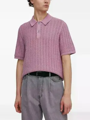 SAMSOE SAMSOE Open-knit Short-sleeve Polo Shirt