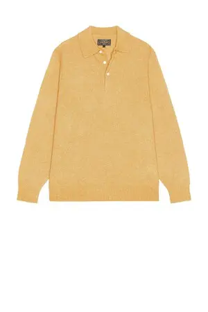 BEAMS Knit Polo 9g Wool Silk Shaggy Yarn In Yellow