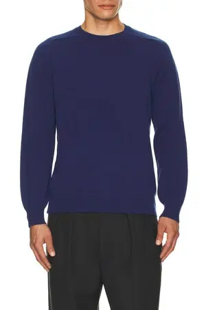 BEAMS Crew 9g Sweater - Blue